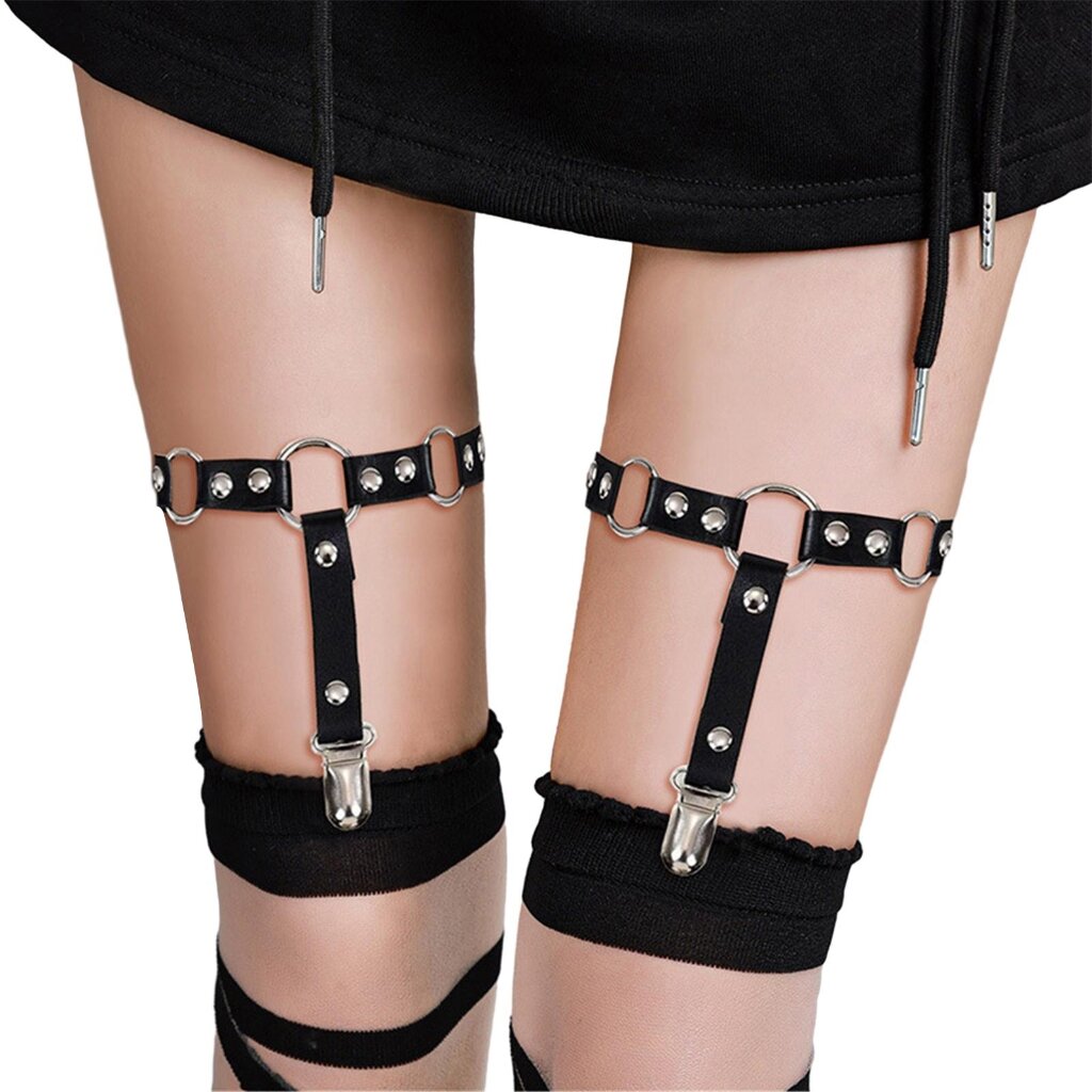 Женские подвязки из искусственной кожи Harajuku, пояс для подвязок Sweet JK для ног с противоскользящим зажимом