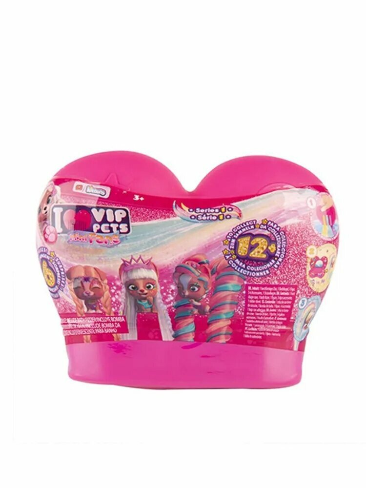 Игрушка сюрприз Фигурка IMC TOYS Vip Pets Mini Fans Series 1 / детские игрушки в форме сердца с длинношерстными куклами-собачками и аксессуарами, подходящие в качестве подарок на день рождения