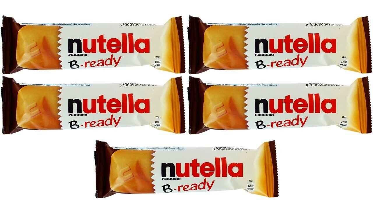 Вафельный батончик Ferrero Nutella B-ready с начинкой из ореховой пасты, 5 шт. по 22 грамма