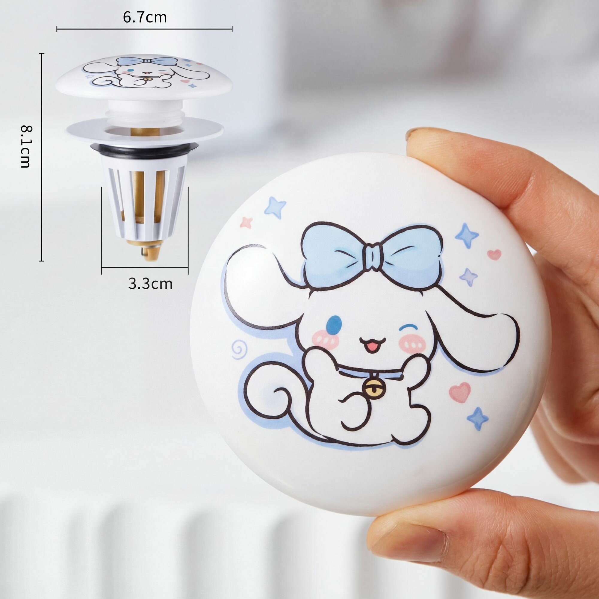 Заглушка для раковины My Melody, керамическая, с выдвижным механизмом