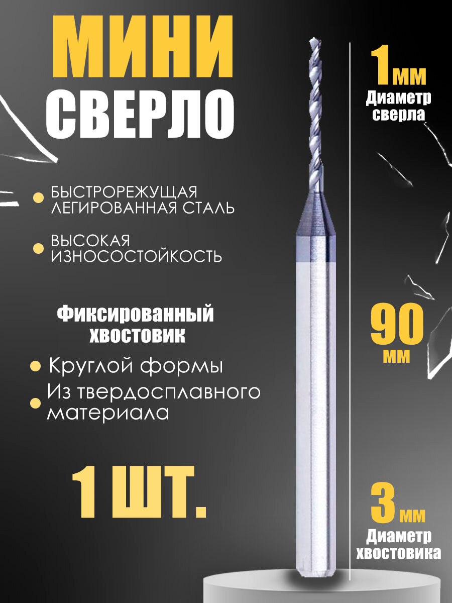 Сверло TehnoBochka, универсальное, инструментальная сталь, 1.0мм