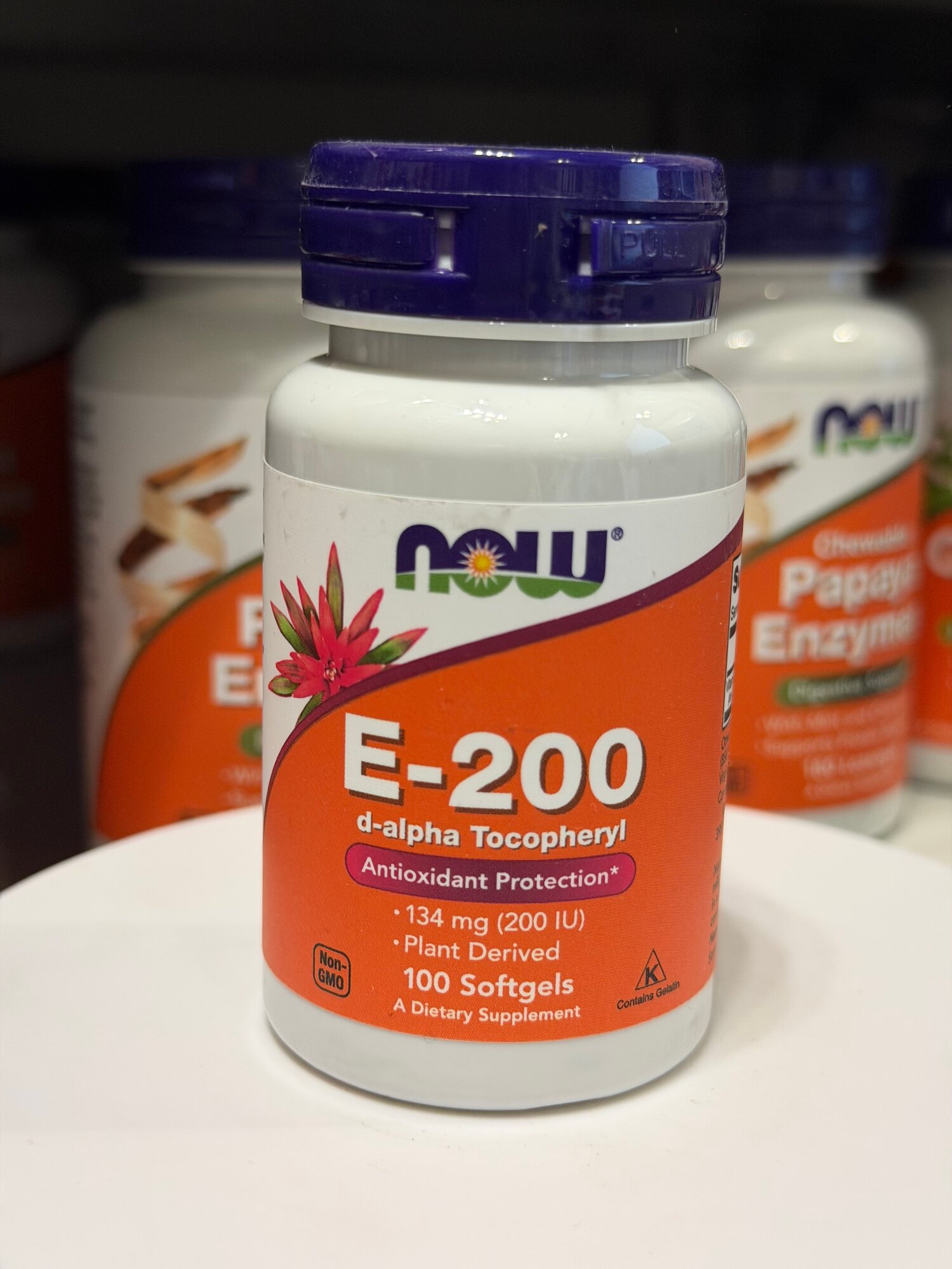 NOW Vitamin E-200 d-Alpha Tocopheryl - витамин E антиоксидант для защиты клеток и кожи, 100 гелевых капсул