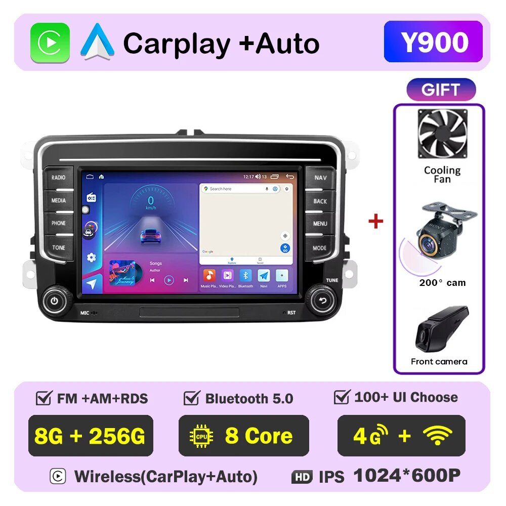 7-дюймовый автомобильный плеер Android Carplay WIFI GRS для Volkswagen VW CC Passat B7 Polo Golf 5 6 Jetta mk5 mk6 без 2din DVD QLED экран 8-256G DVR