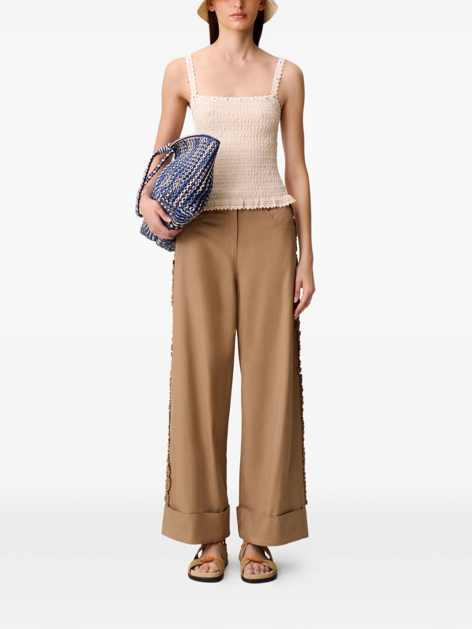 Брюки палаццо CLAUDIE PIERLOT Ruffled palazzo pants, размер 40, разноцветный — фото 1
