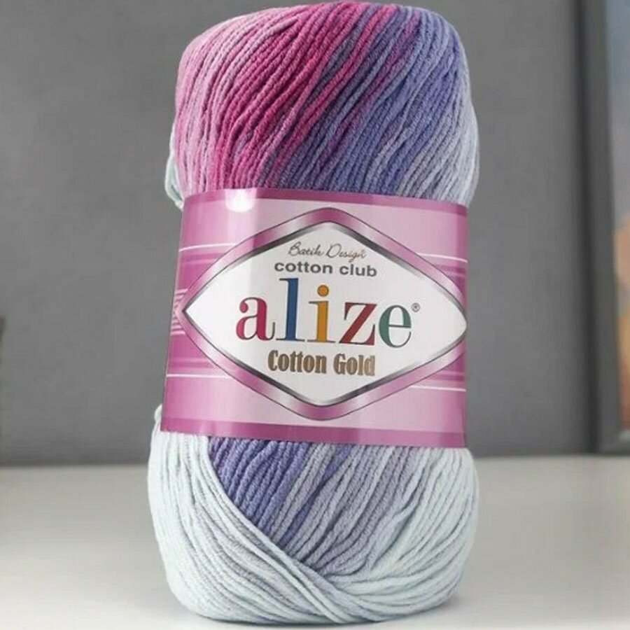 Пряжа Alize COTTON GOLD BATIK 3686 роз/сир/бир/сер/белый (5 мотков)
