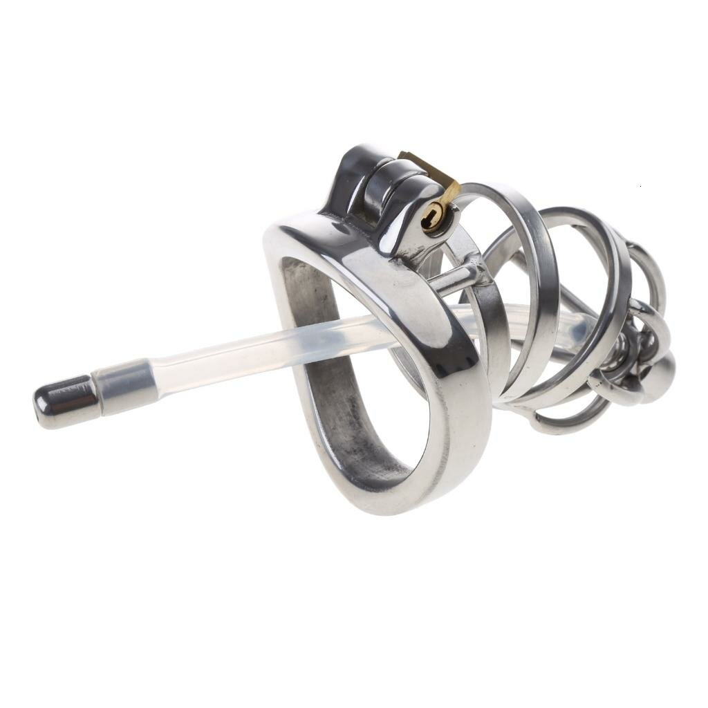 Стальной chastity-замок с трубчатым ремнём и кольцом, 40mm