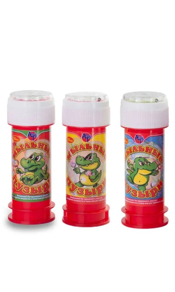 Мыльные пузыри "Крокодил" 50 мл, 3 штуки/упак