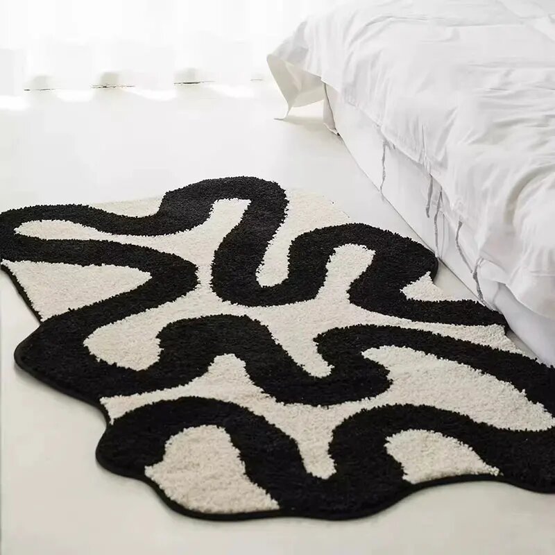 Необычный черно-белый ковер, современный эстетический ковер, мягкий тафтинговый противоскользящий домашний декор, дверной коврик, ковры для спальни, гостиной