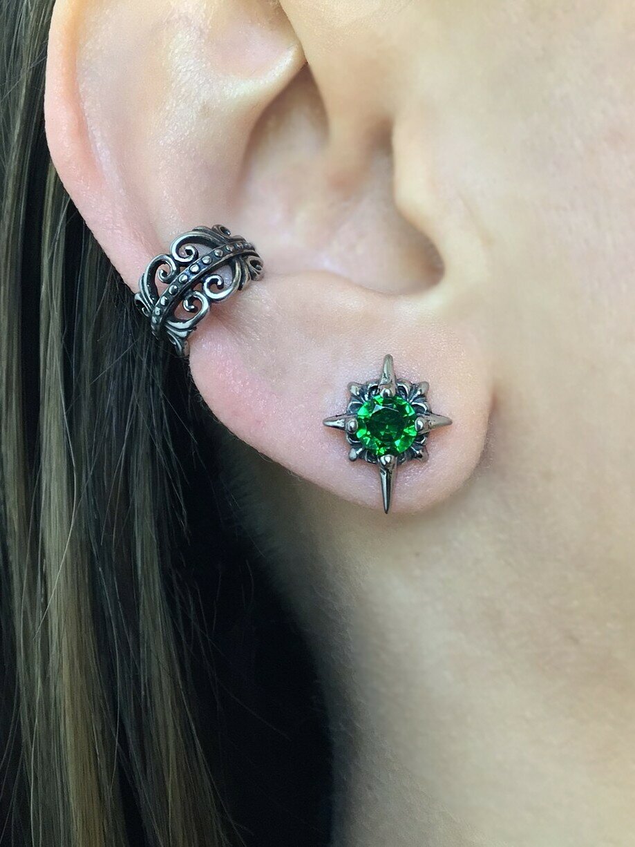 Серьги пусеты, фианит, искусственный камень