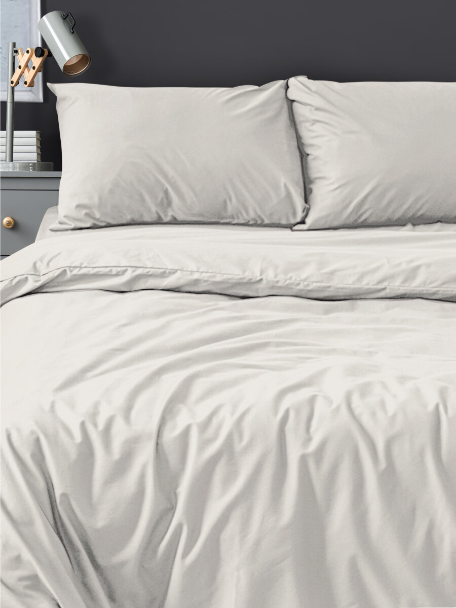 Однотонное постельное белье Uniqcute Евро, Поплин, наволочки 50х70 см, Льняной