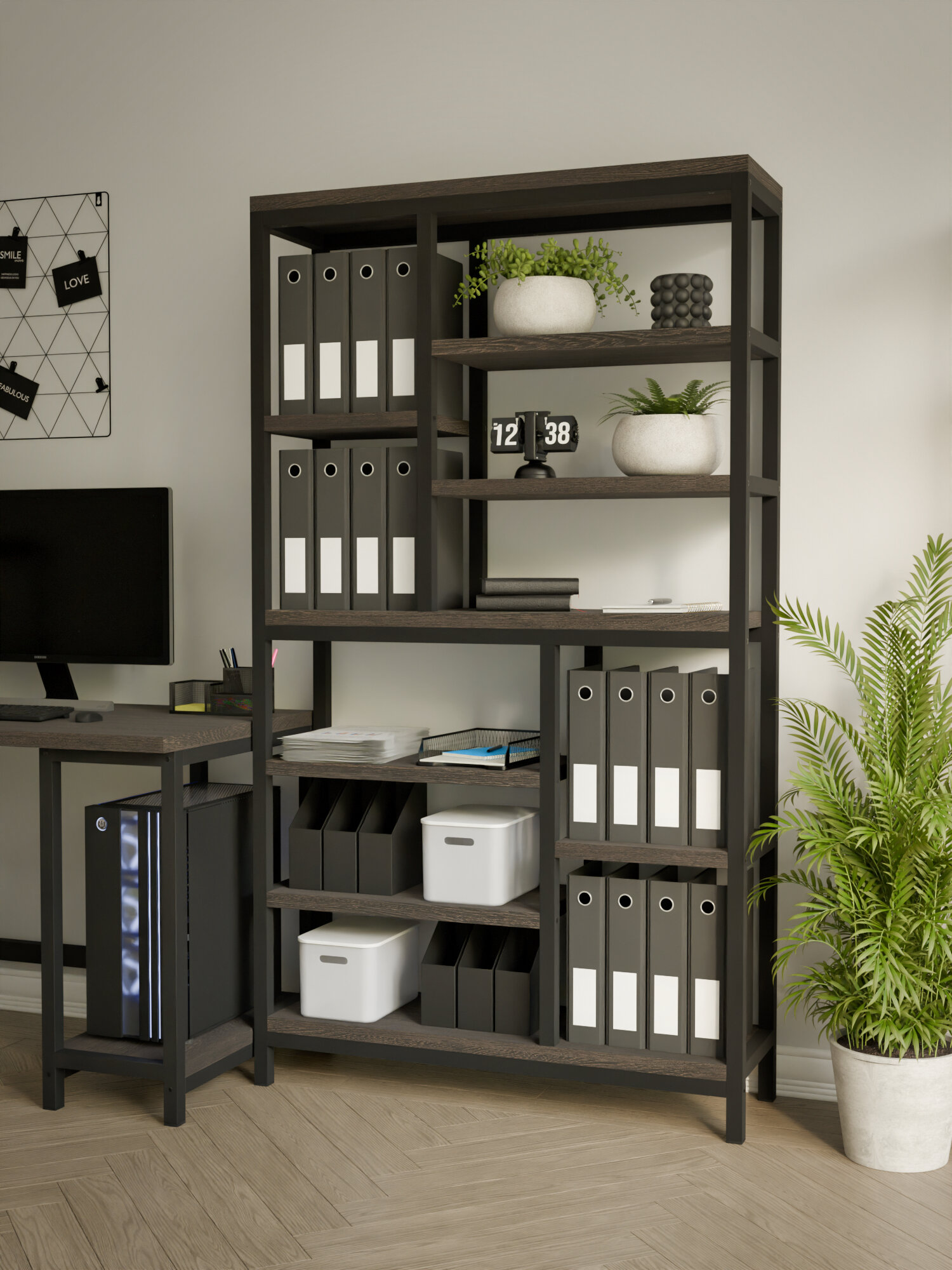 Стеллаж Landloft "Ирвин" лофт, открытый, универсальный, цвет венге винтаж