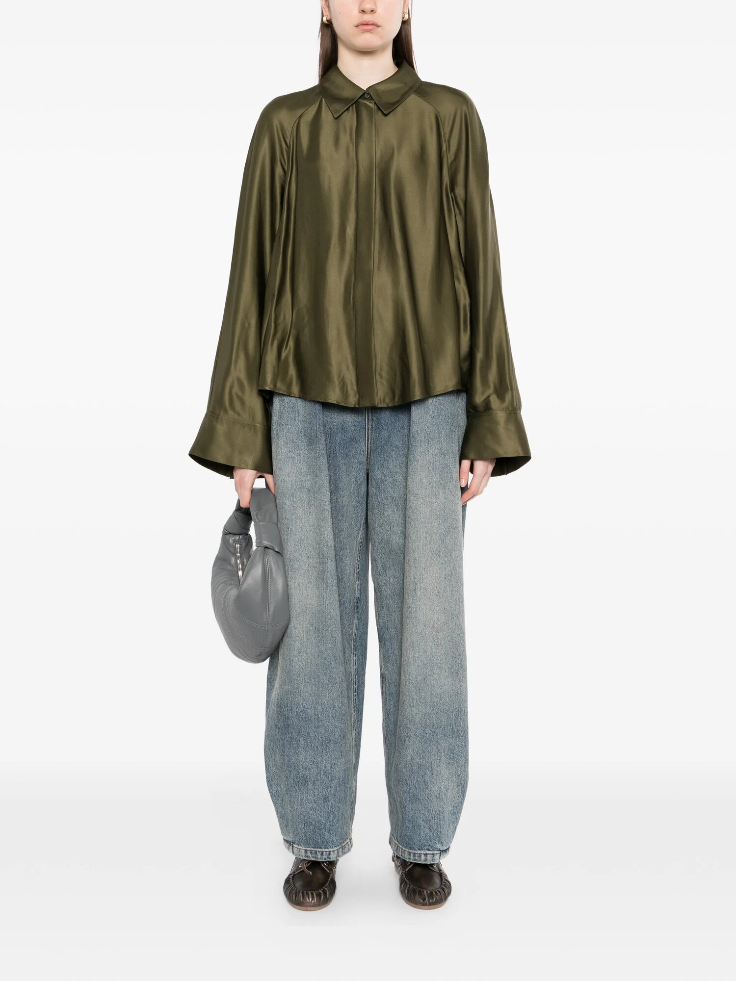 Рубашка Loewe Cape shirt, размер 36, green — фото 1