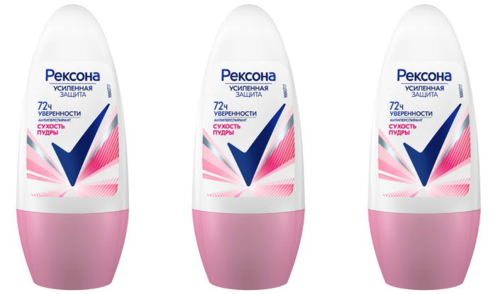 Рексона Дезодорант Антиперспирант роликовый Сухость пудры, 50 мл, 3 шт