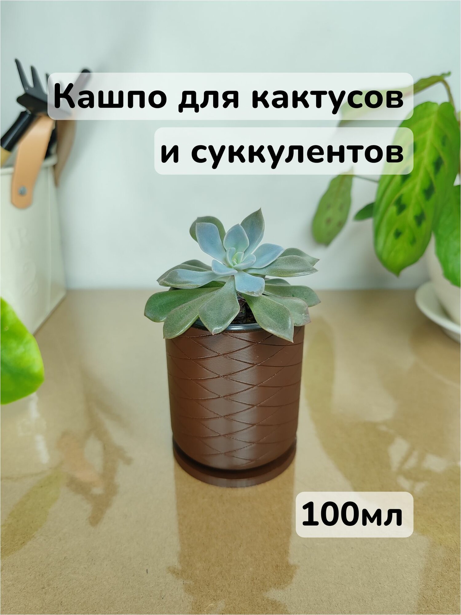 Кашпо спираль mini, шоколадный, 100мл