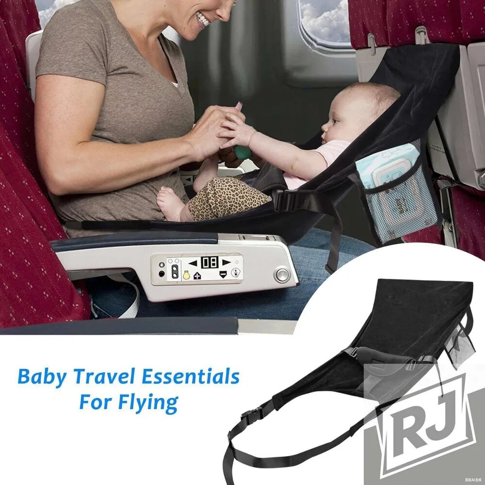 Детский гамак-люлька для самолета и поезда, черный, с карманами для хранения