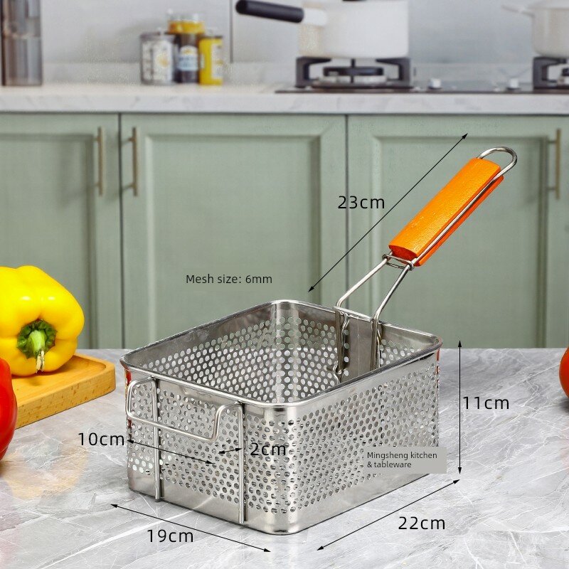 6L нержавеющая сталь, старый стиль с отверстиями, габариты 22x19x11 см, для жарки