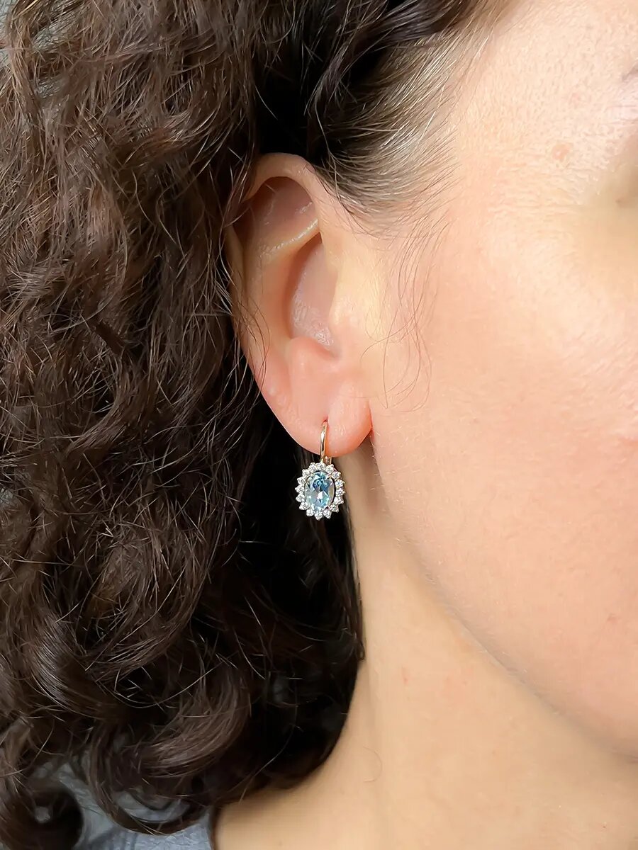 Серьги, фианит, топаз