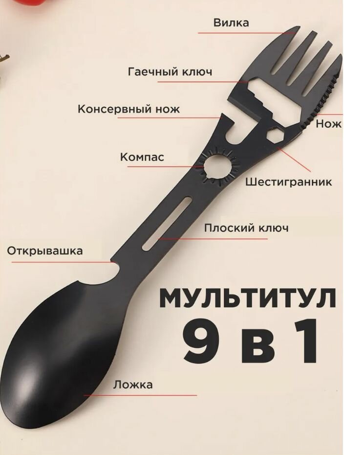 Мультитул туристический нож с ложкой