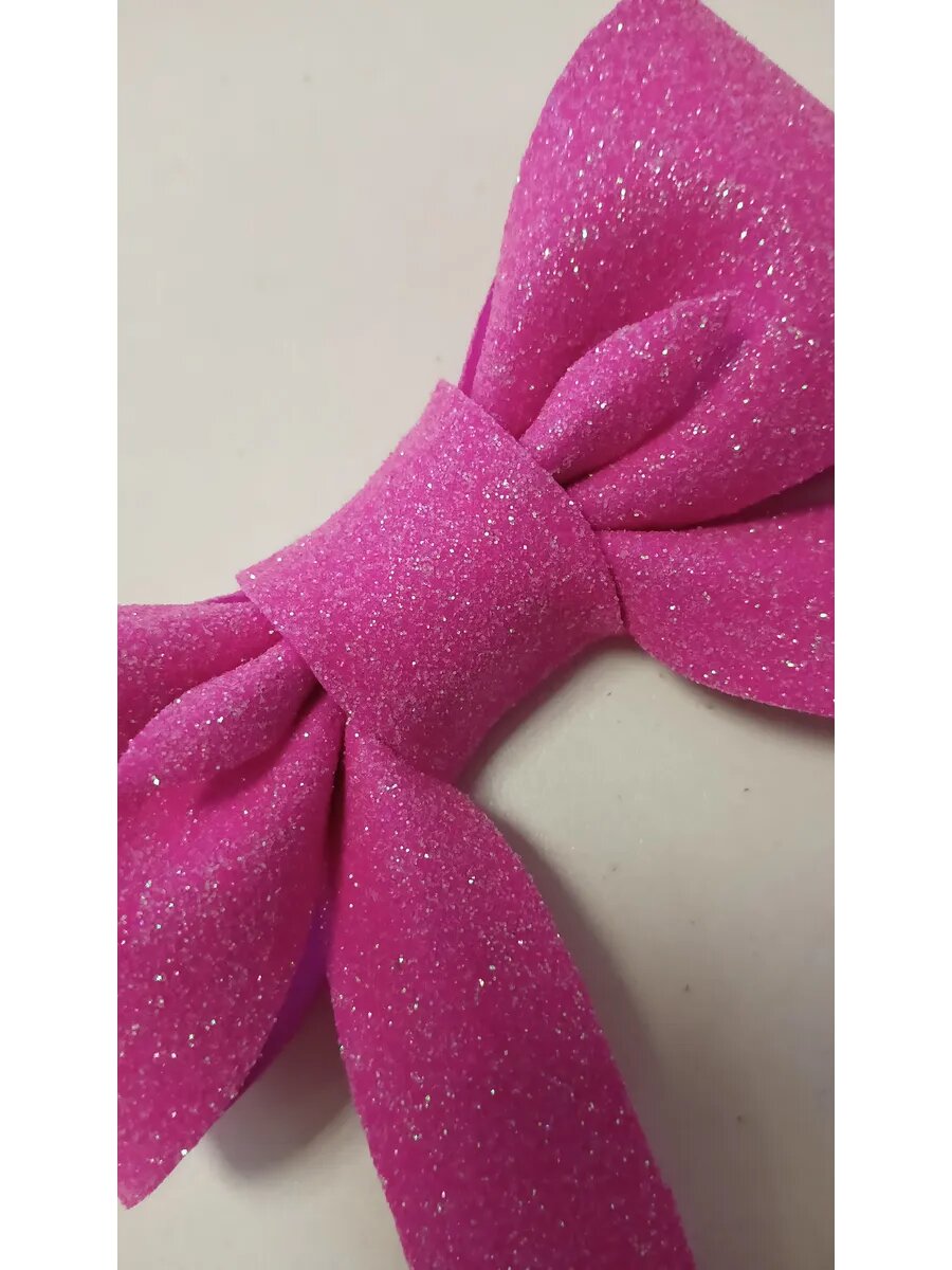 Бант розовый, блестящий, 13 см