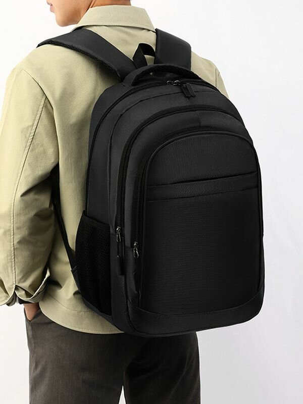 Рюкзак мужской женский школьный городской спортивный для ноутбука водоотталкивающий чёрный