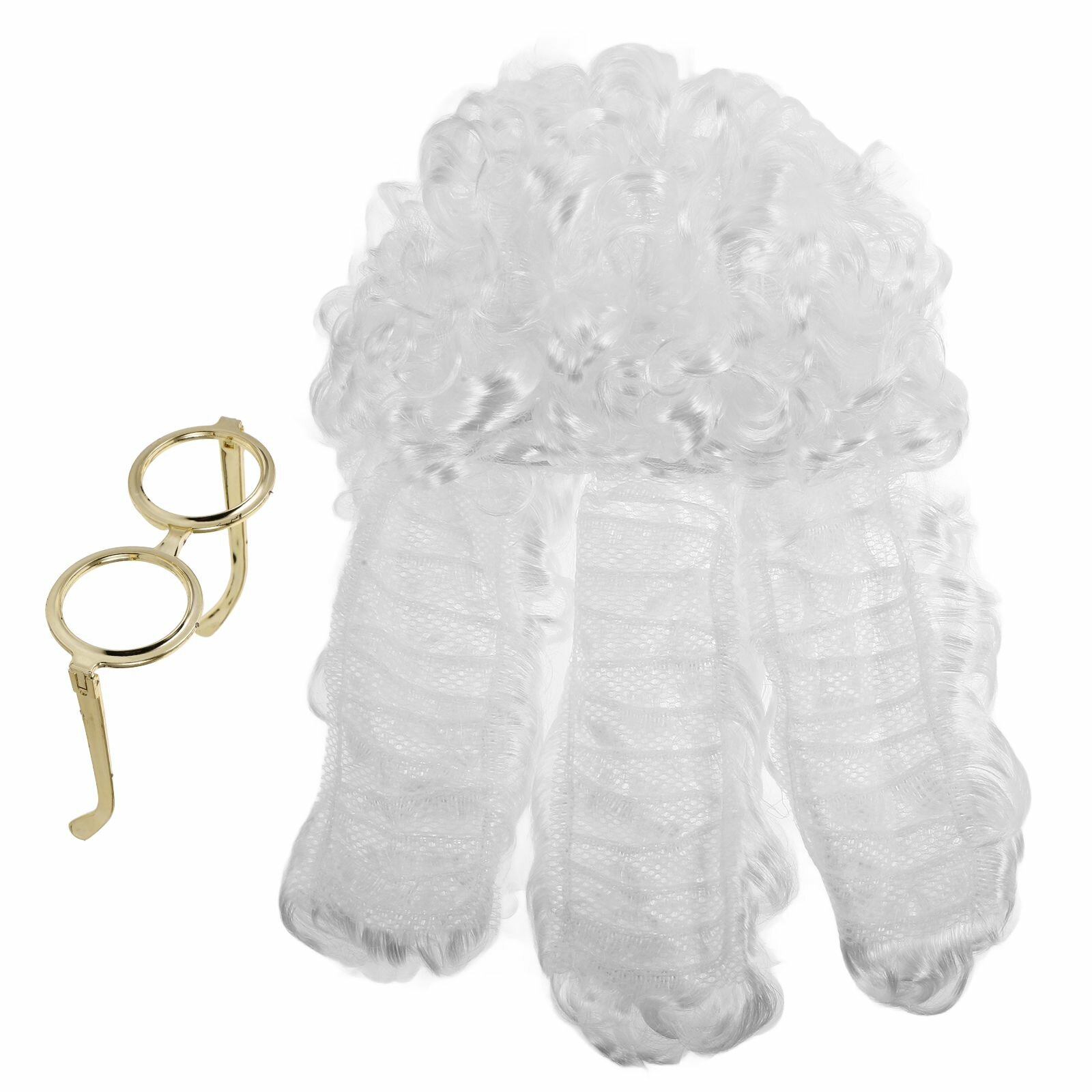 Косплей аксессуар белый curly парик для праздничных мероприятий с комфортным размером 38.00X17.00X17.00CM