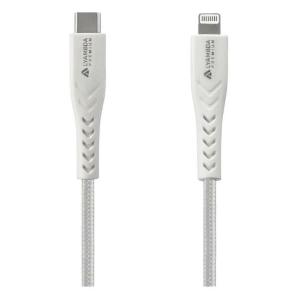 Кабель LYAMBDA USB MFI Type-C(m)/Lightning(m) 3A 1м White