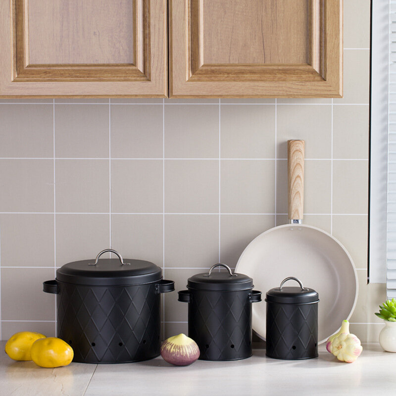 Сетчатый контейнер для хранения фруктов и овощей, черный, для кухни, для хранения картофеля, лука, чеснока, металлический контейнер для хранения картофеля.