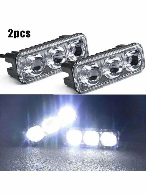 Фары автомобильные, Огни дневные ходовые, арт. 2x 3LED сверхяркий белый дневной ходовой свет (ДХО) для автомобиля высокой мощности