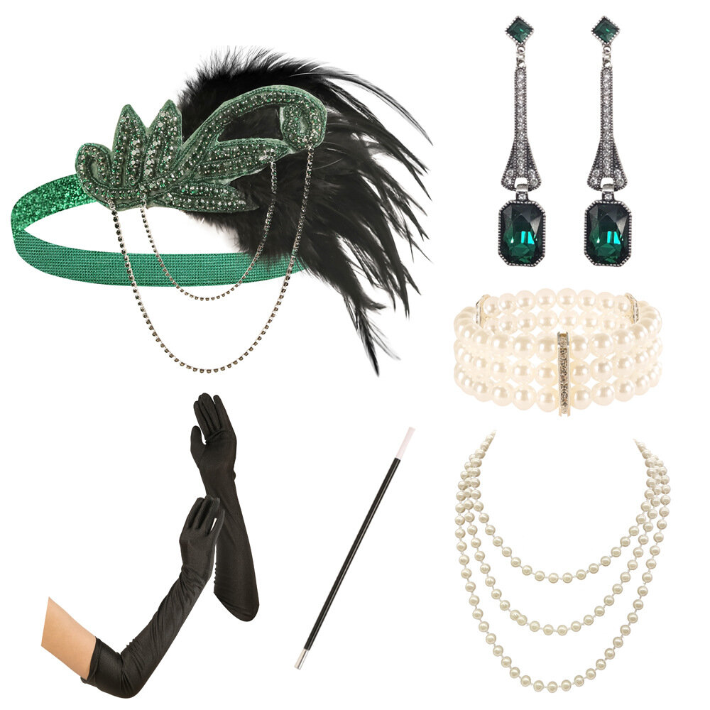 Женский головной убор для маскарада в стиле 1920-х годов, повязка на голову с перьями в стиле флаппер, аксессуар для вечеринки в стиле Гэтсби.