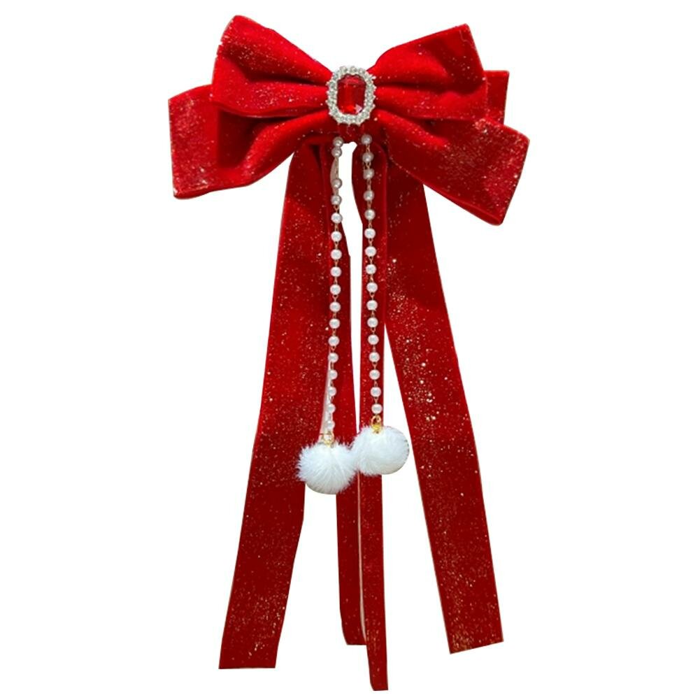 Заколка для волос в виде бантика из красного бархата, красные блестящие бантики для волос с плюшевой подкладкой для девочек и женщин, стильный бантик для волос, дизайн бантиков.