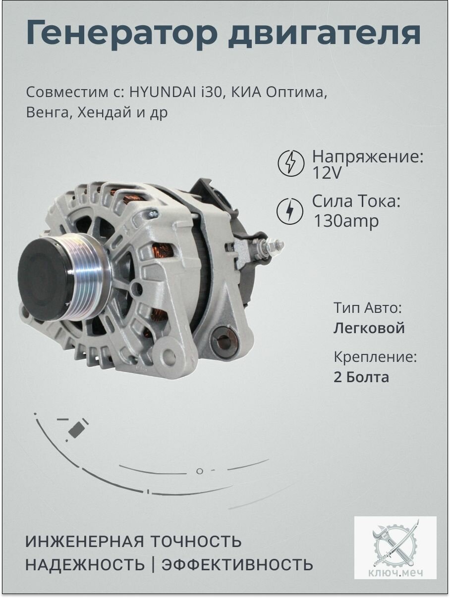 Генератор для HYUNDAI i30, КИА Оптима, Венга, Хендай