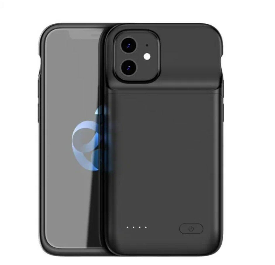 Чехол-бампер MyPads, для iPhone 12, встроенный аккумулятор 4800 мАч, черный