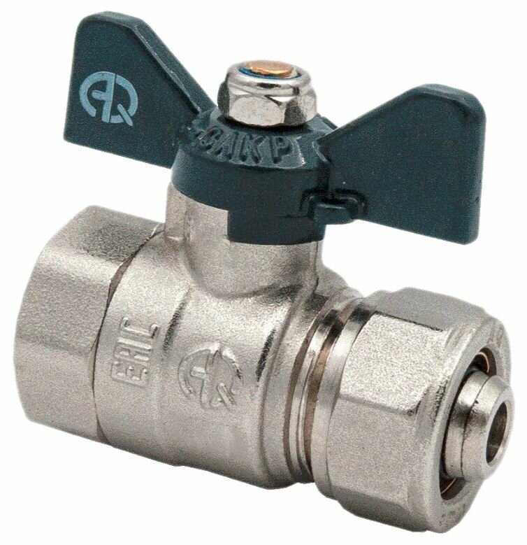 Кран шаровой для металлопластиковых труб цанга/цанга (бабочка) AQUALINK 16x16