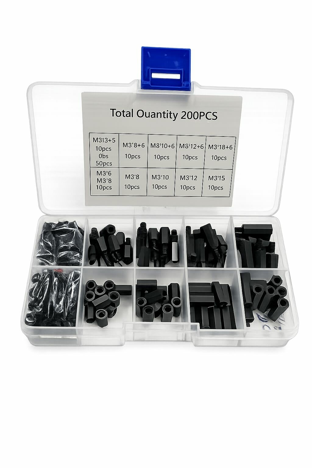 Набор нейлоновых креплений для материнских плат М2.5 (винт-стойка, стойка, винт с гайкой), в комплекте 240 штук (. Ф)