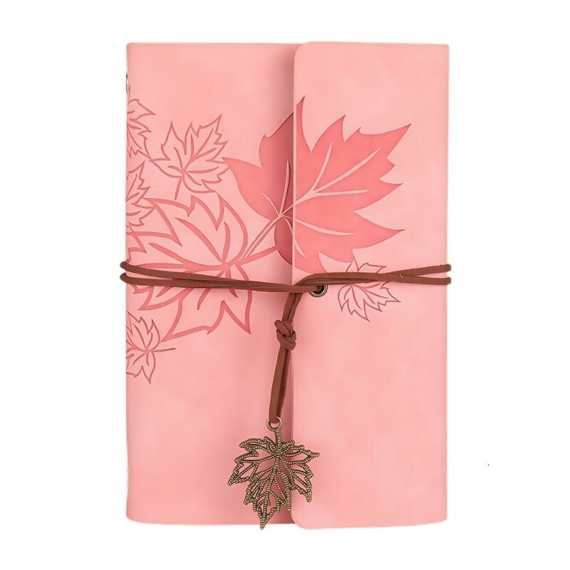 Блокнот с 6 кольцами и кожаной обложкой, Розовый