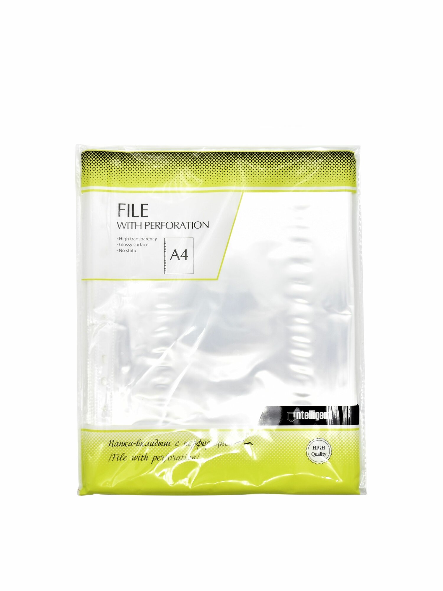 Перфофайл А4 25мкм, 100 штук в упаковке, глянцевый прозрачный, с перфорацией