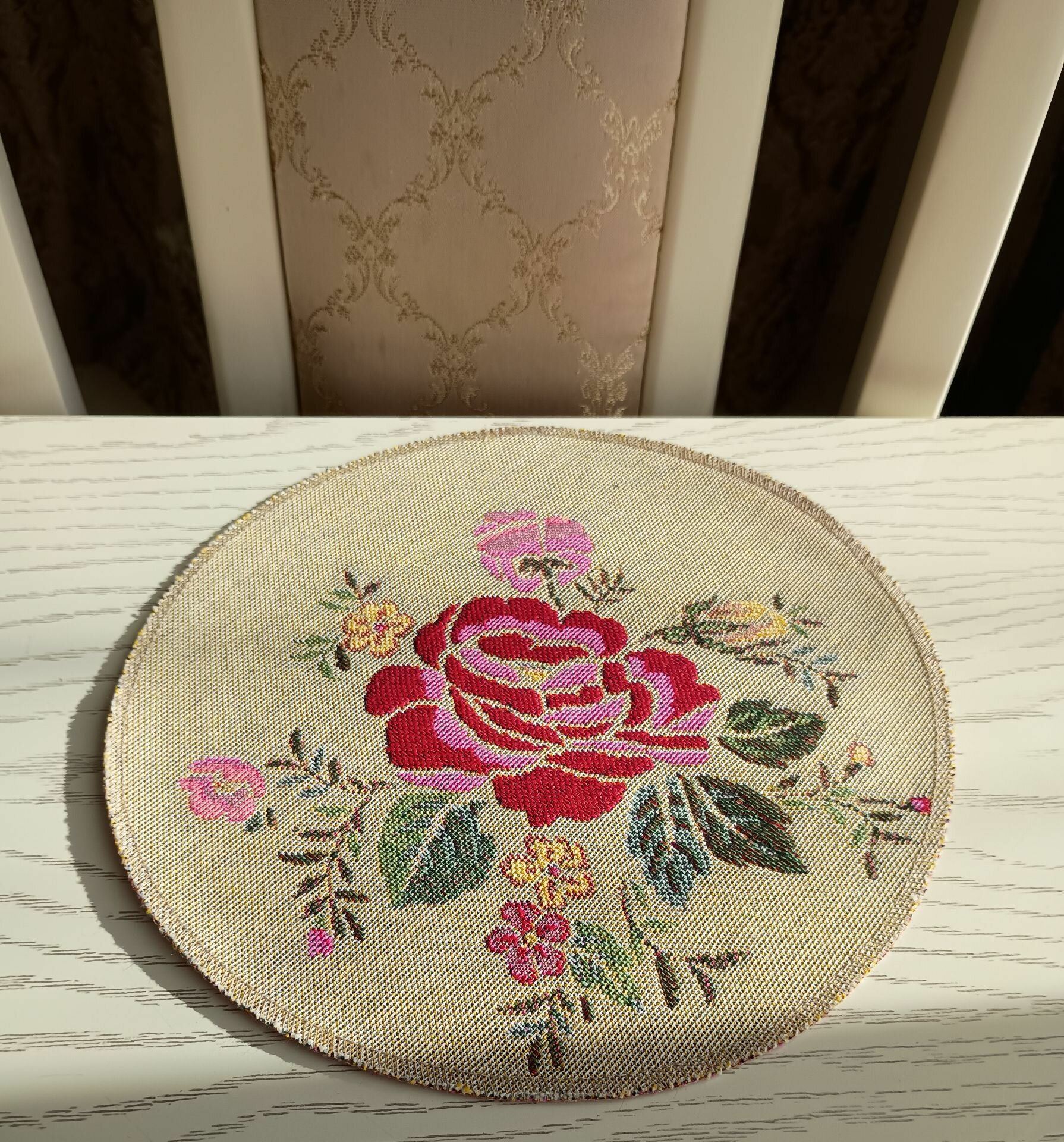 Салфетка гобелен "Девоншир (роза)" d25см