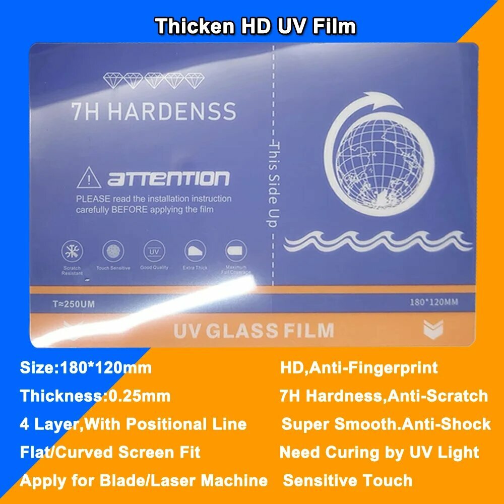 FONLYU HD УФ-пленка изогнутая защитная пленка для плоттера гидрогелевые листы 50pcs, 0.25mm HD