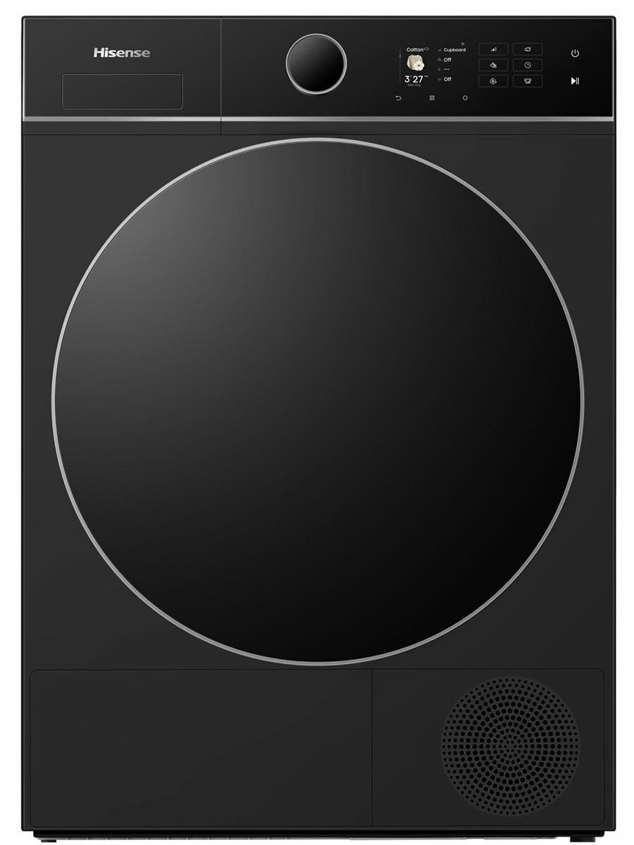 Сушильная машина Hisense DH5I804UB2D, 8 кг, 17 программ, Wi-Fi управление, перенавешиваемый люк, инверторный мотор, черный