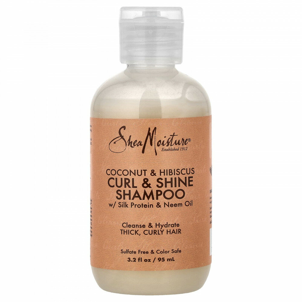 SheaMoisture, Curl & Shine Shampoo, для густых вьющихся волос, кокос и гибискус, 95 мл (3,2 жидк. унц.)