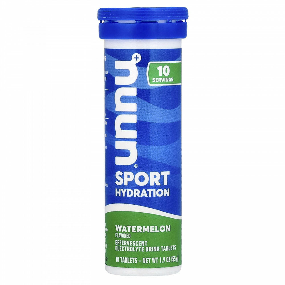 Nuun, Sport Hydration, шипучий напиток с электролитами, арбуз, 10 таблеток