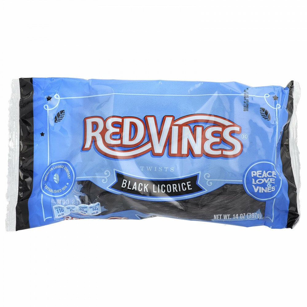 Red Vines, Twists, черная солодка, 397 г (14 унций)