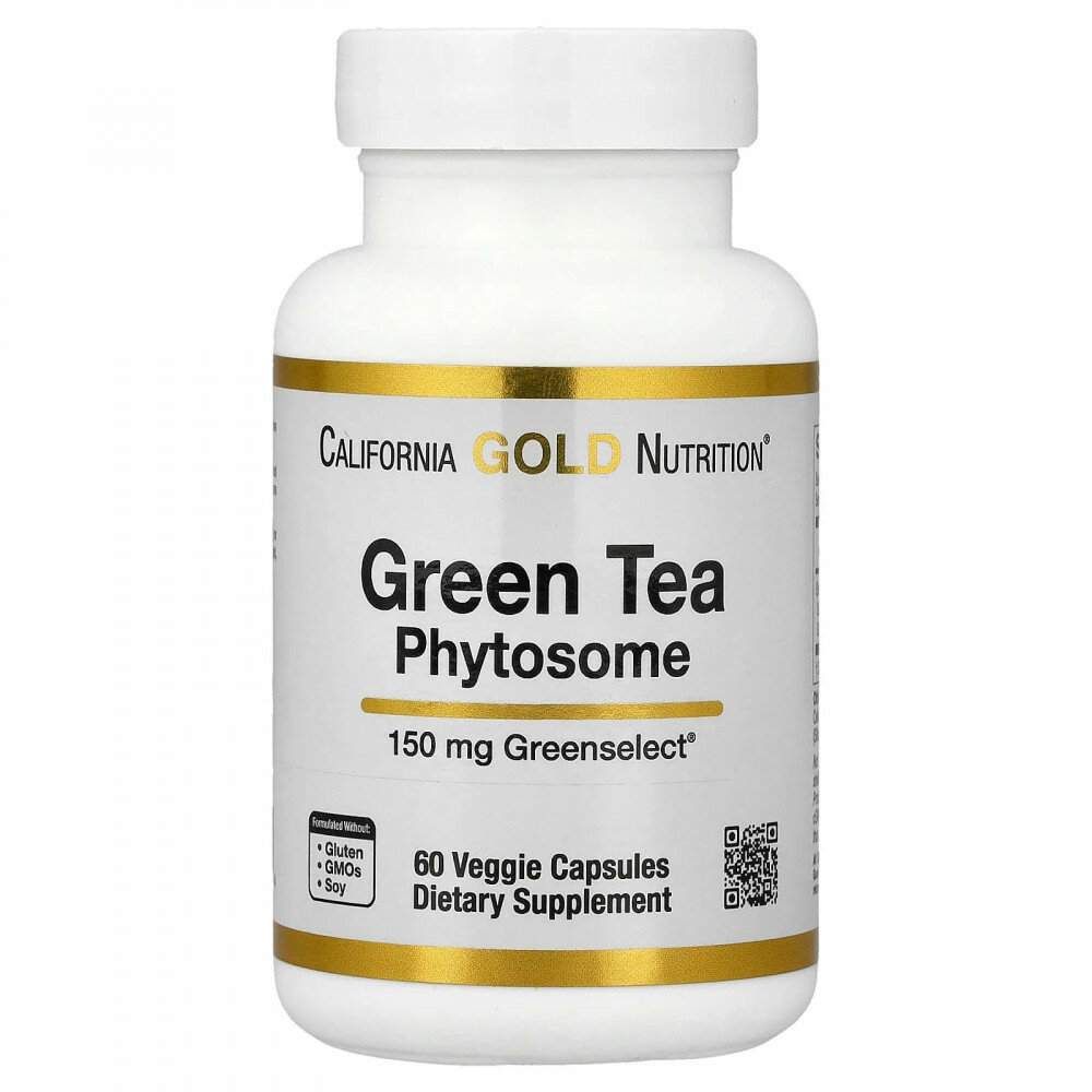 California Gold Nutrition, Green Tea Phytosome, фитосомы зеленого чая, 150 мг, 60 растительных капсул