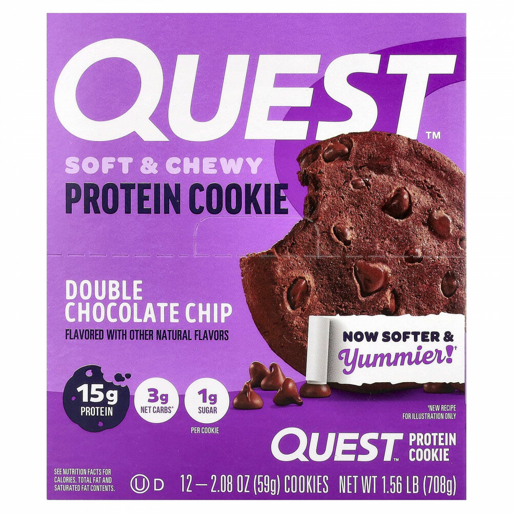 Quest Nutrition, Protein Cookie, двойная шоколадная крошка, 12 штук, 59 г (2,08 унции)