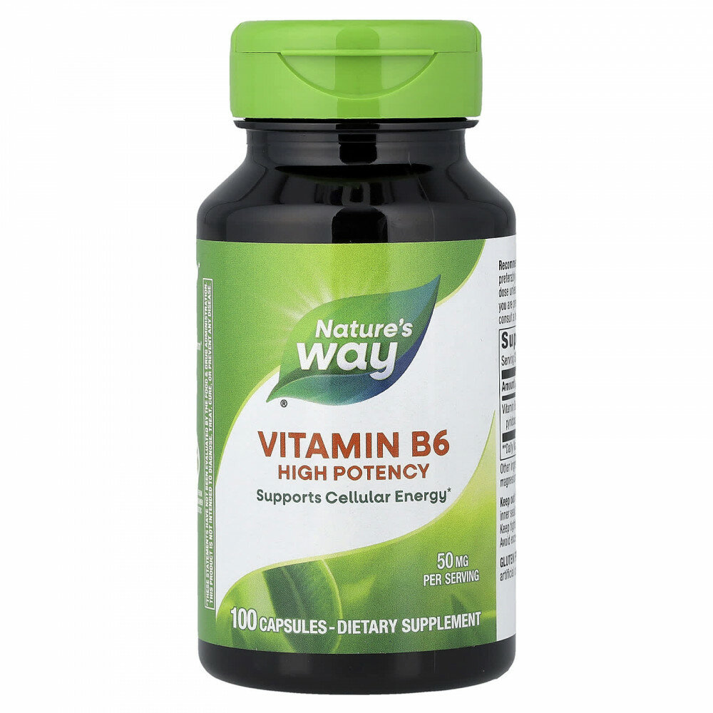 Nature's Way, витамин B6, 50 мг, 100 капсул