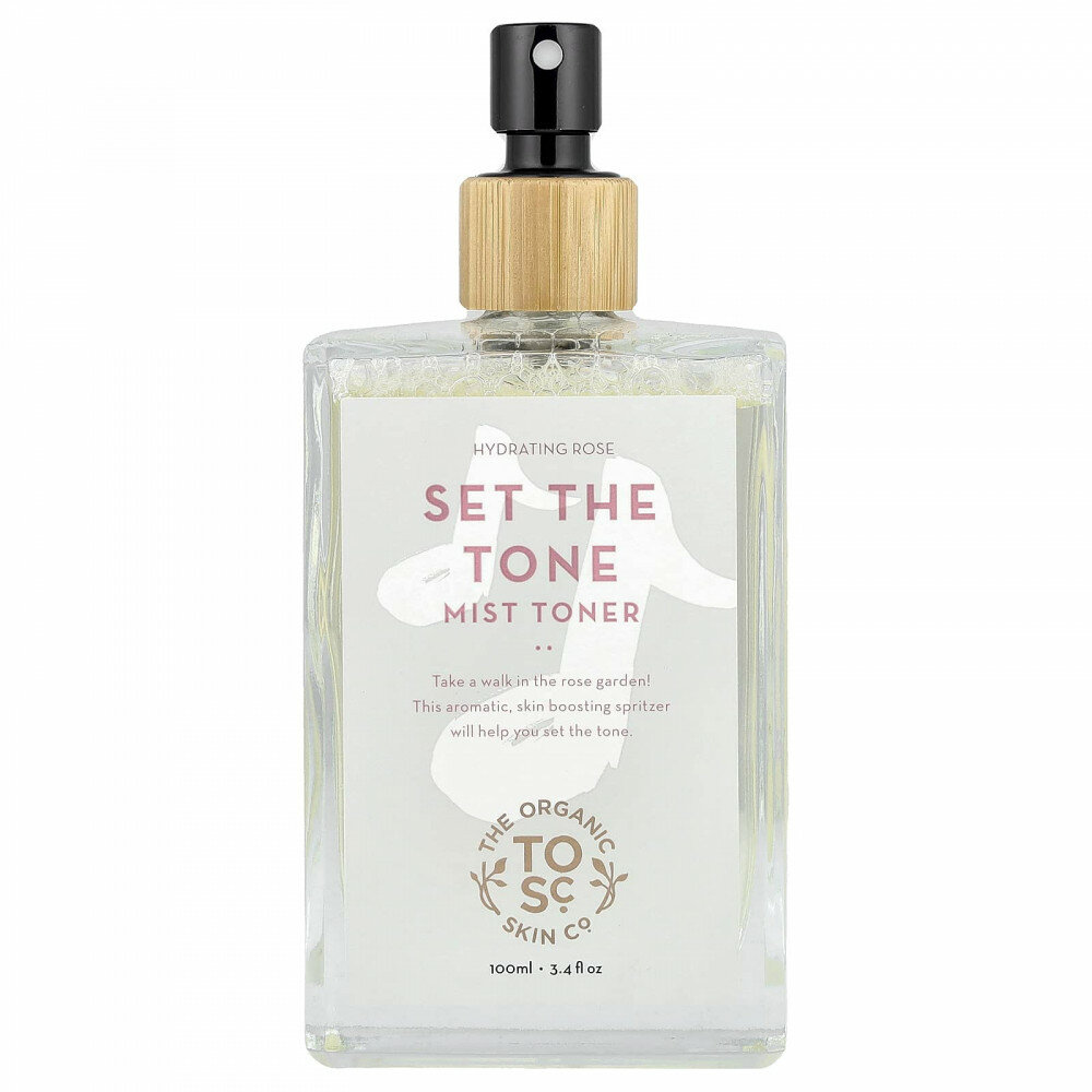The Organic Skin Co, Set The Tone, тоник-спрей для всех типов кожи, увлажняющий розовый, 100 мл (3,4 жидк. унции)