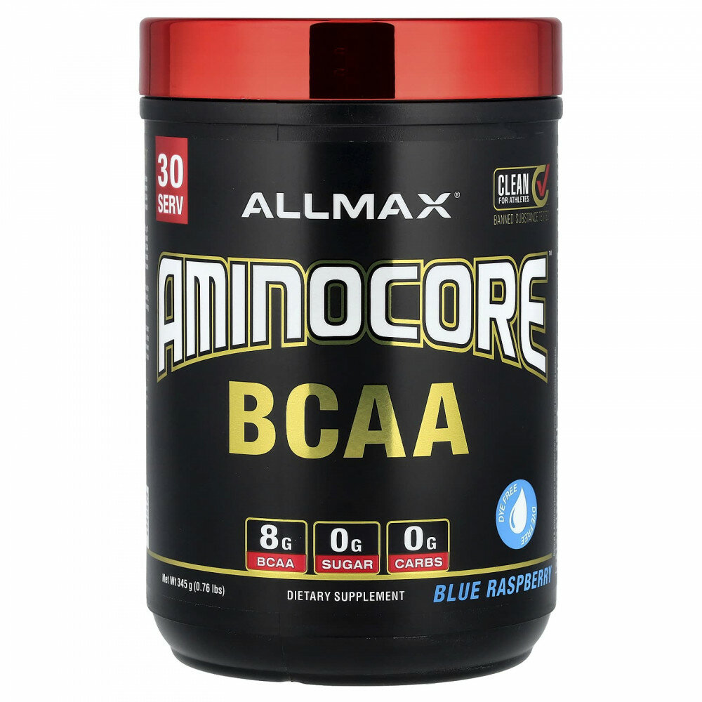 ALLMAX, аминокислоты с разветвленной цепью AMINOCORE, голубая малина, 315 г (0,69 фунта)