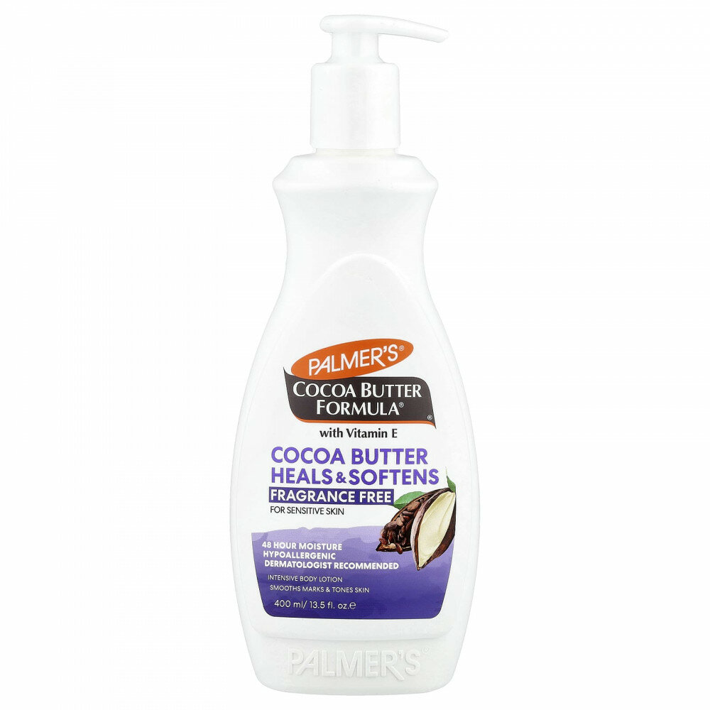 Palmer's, Cocoa Butter Formula® с витамином Е, интенсивный лосьон для тела, для чувствительной кожи, без отдушки, 400 мл (13,5 жидк. унции)