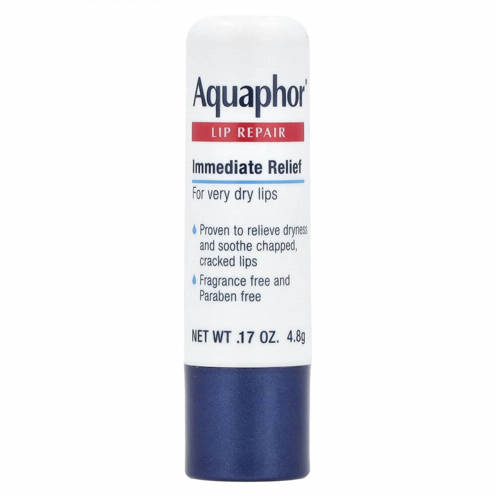 Aquaphor, Восстанавливающий бальзам для губ, помада, мгновенное восстановление, без запаха, 1 шт, 4,8 г (0,17 унции)