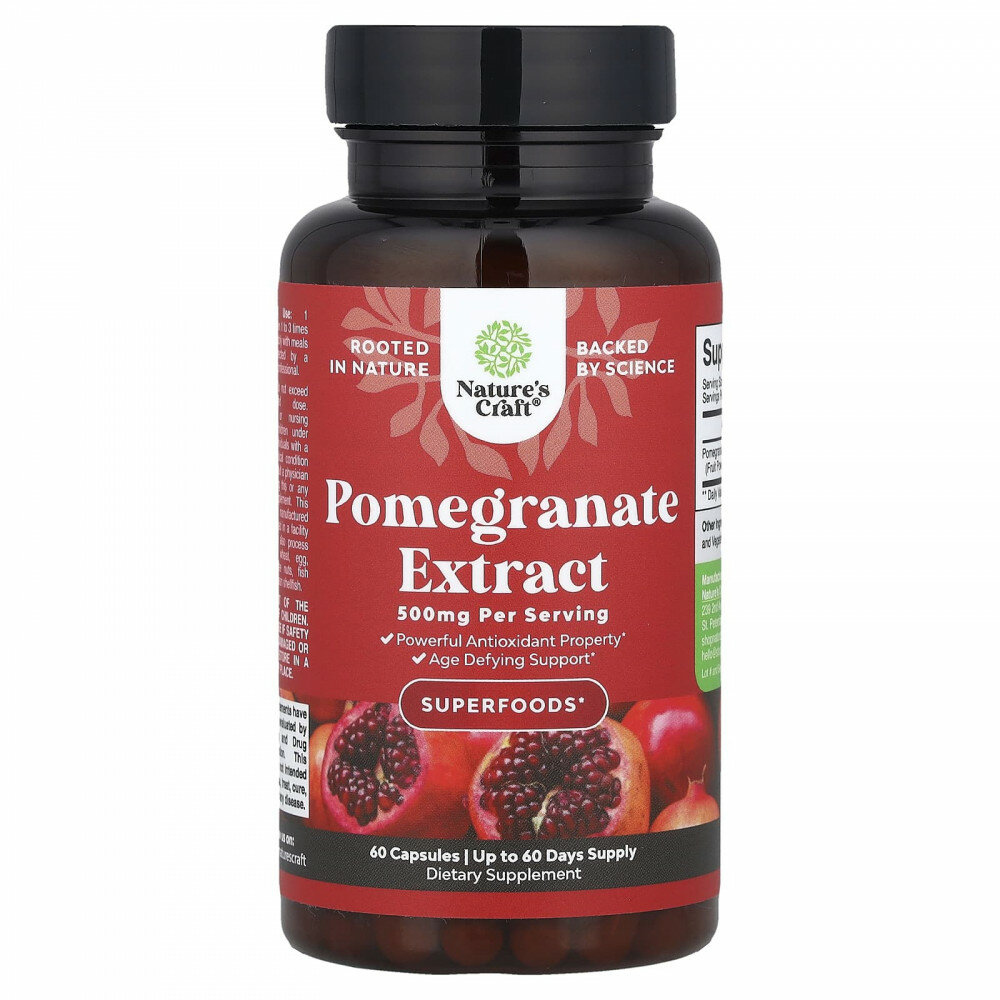 Nature's Craft, Экстракт граната, 500 мг, 60 капсул